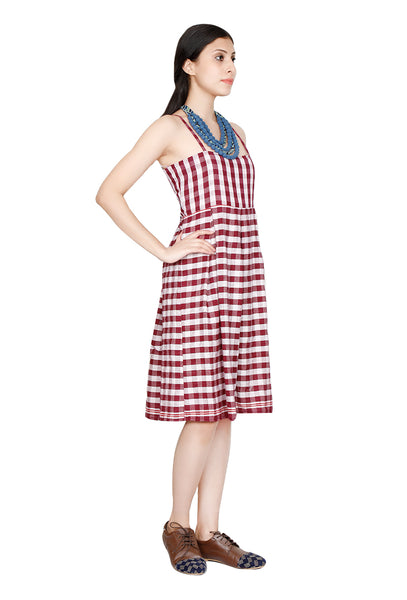 Red & White Gamcha Dress – TJORI