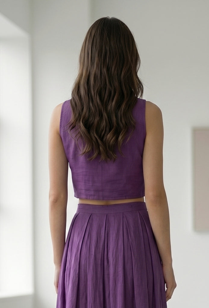 Purple V-Neck Crop Top – TJORI